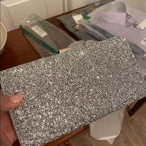 Accessories | Silver Rhinestone Evening Clutch Bag With Short And Long ...